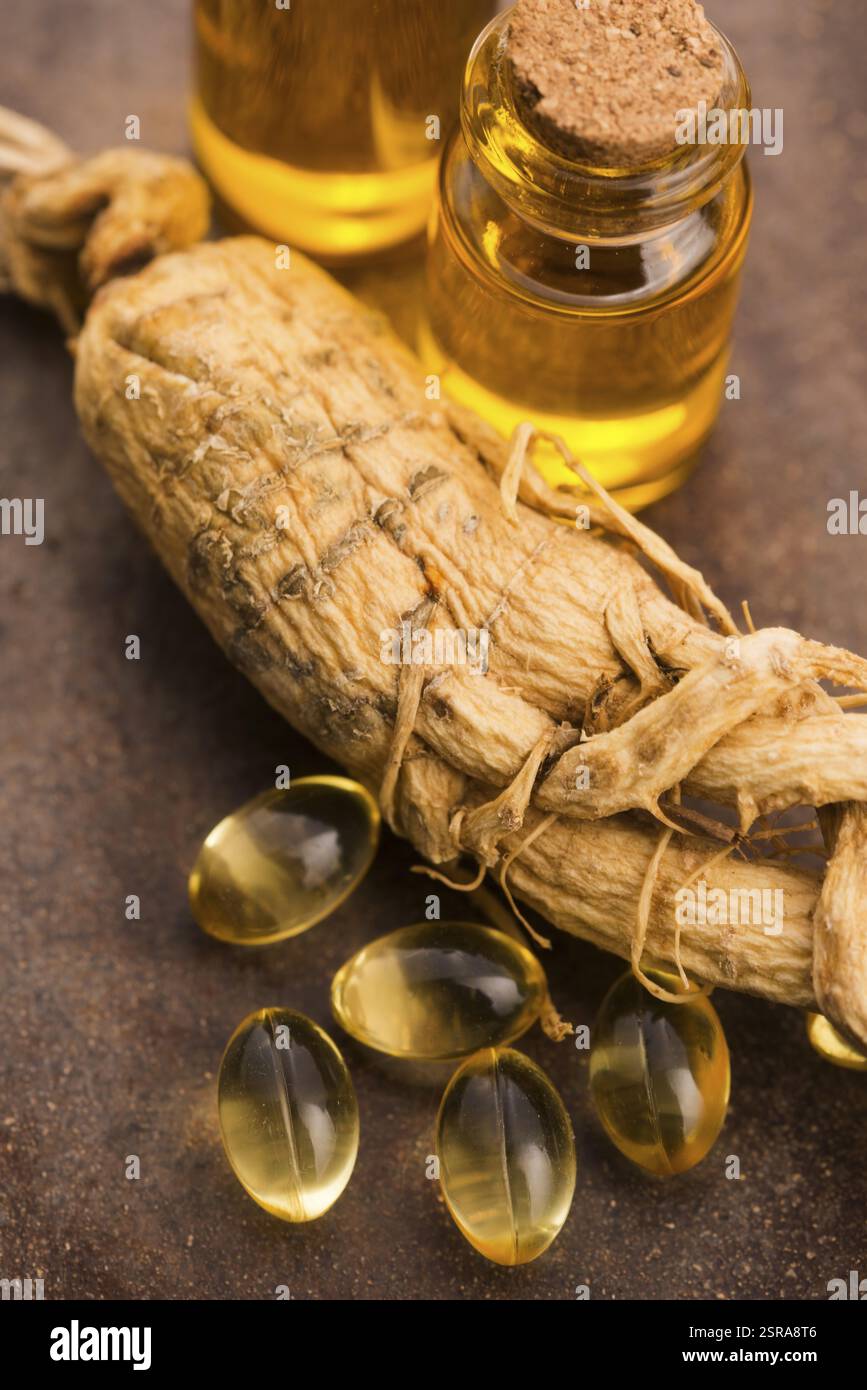 Extract of ginseng root Stock Photo - Alamy