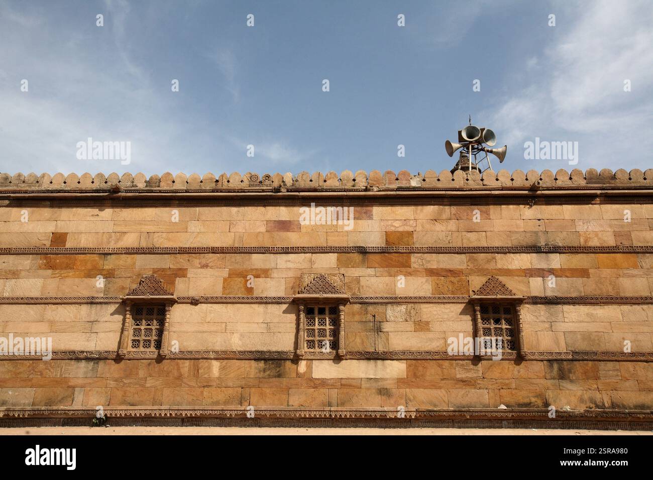 Wall with windows of Bibiji mosque in Ahmedabad, Gujarat, India ...