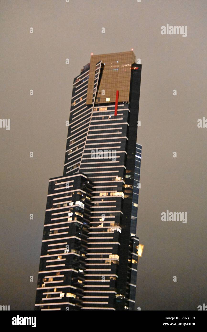 Eureka Tower at night, Melbourne Central business district. Victoria ...
