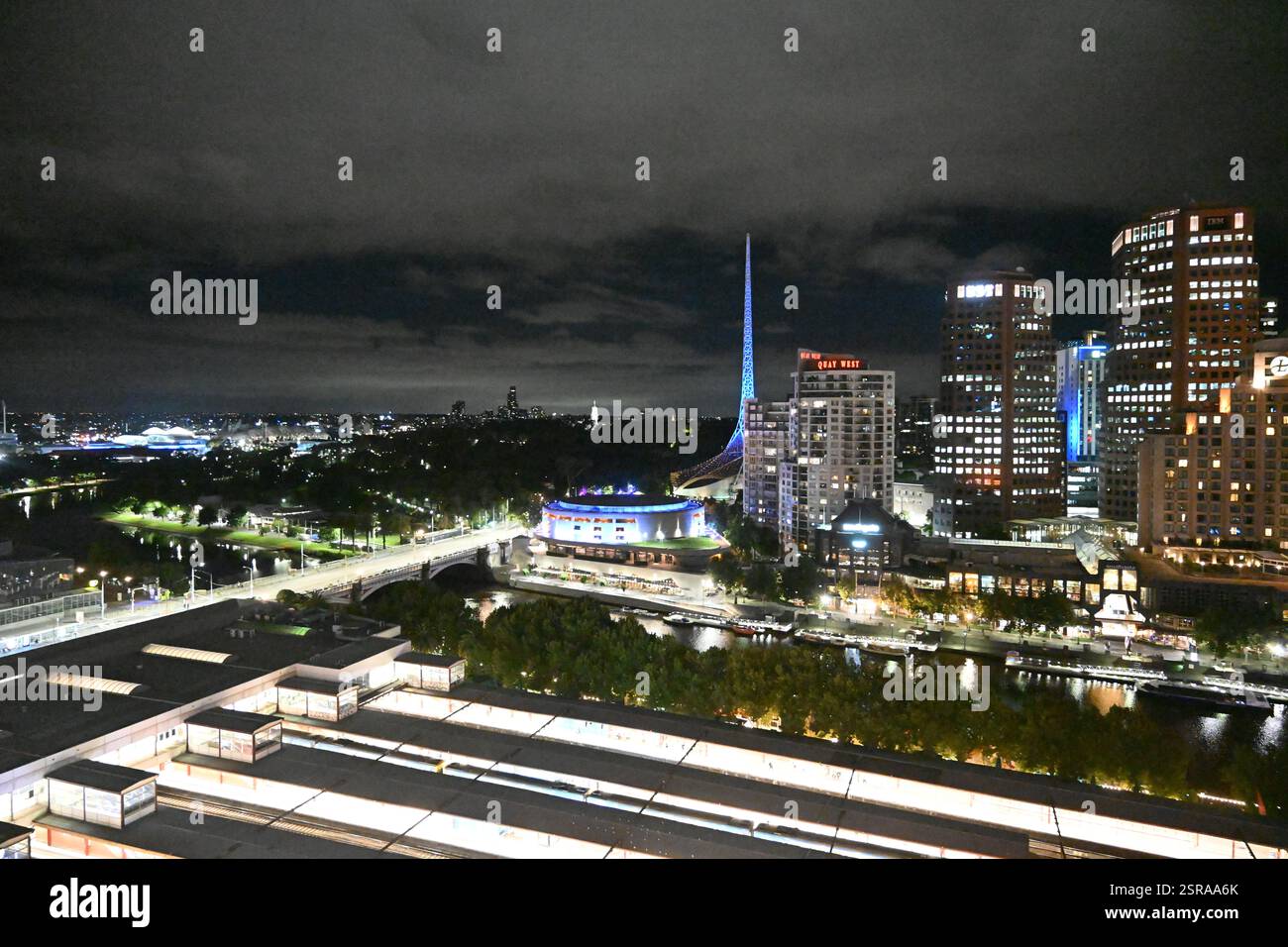aerial view of Melbourne CBD at night, Melbourne Central business ...