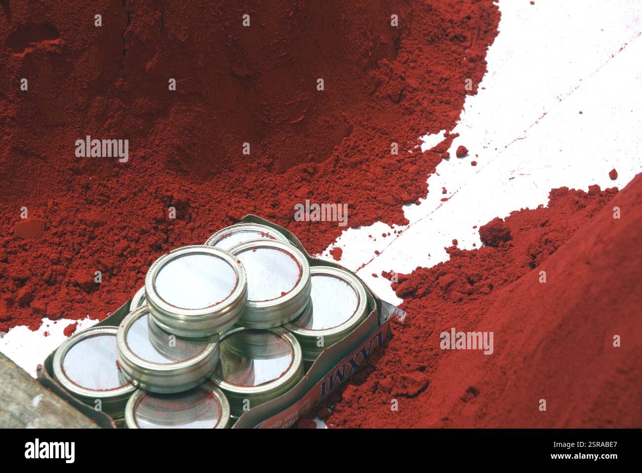 Vermilion powder use in holy work ramdevra, Jaisalmer, Rajasthan, India ...