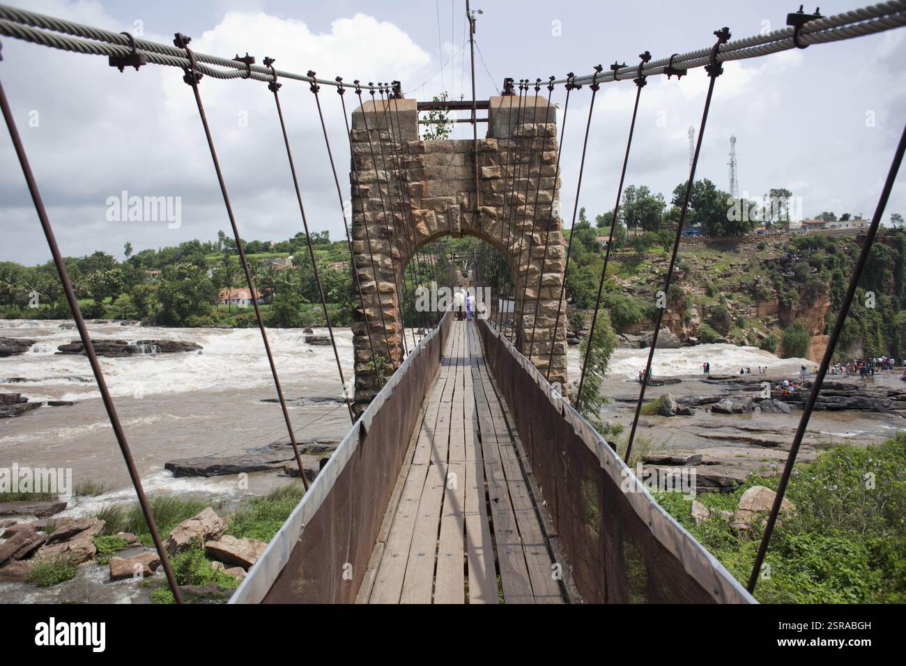 Bridge over waterfall, gokak, karnataka, india, asia Stock Photo - Alamy