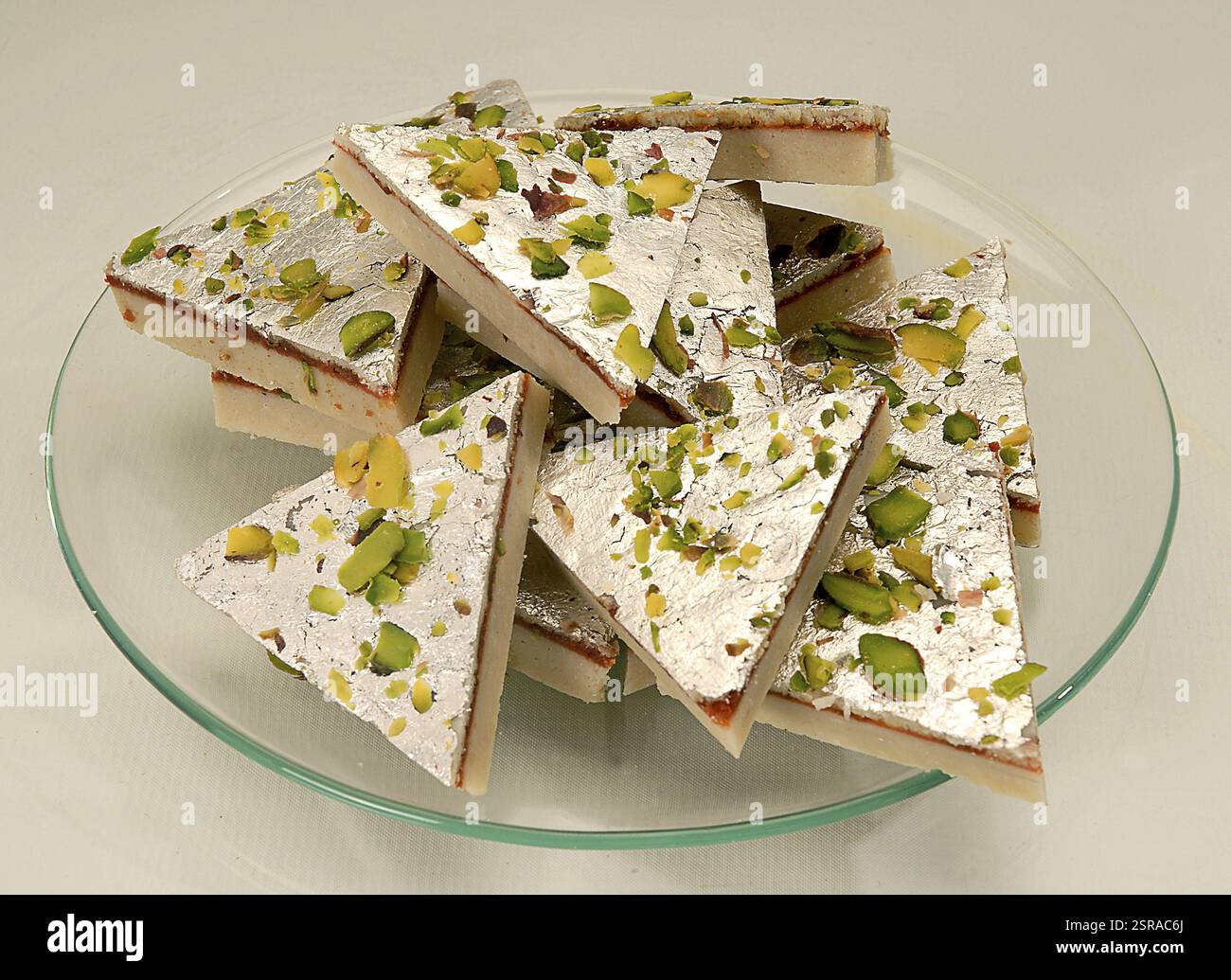 Sweet, kaju anjeer katli in plate, Jodhpur, Rajasthan, India, Asia ...