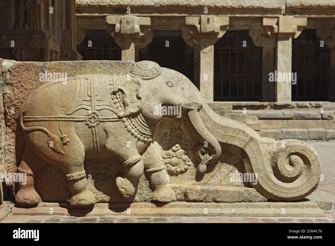 Stone Elephant on the steps of Subramaniya temple Vishwakarma Tamilnadu ...