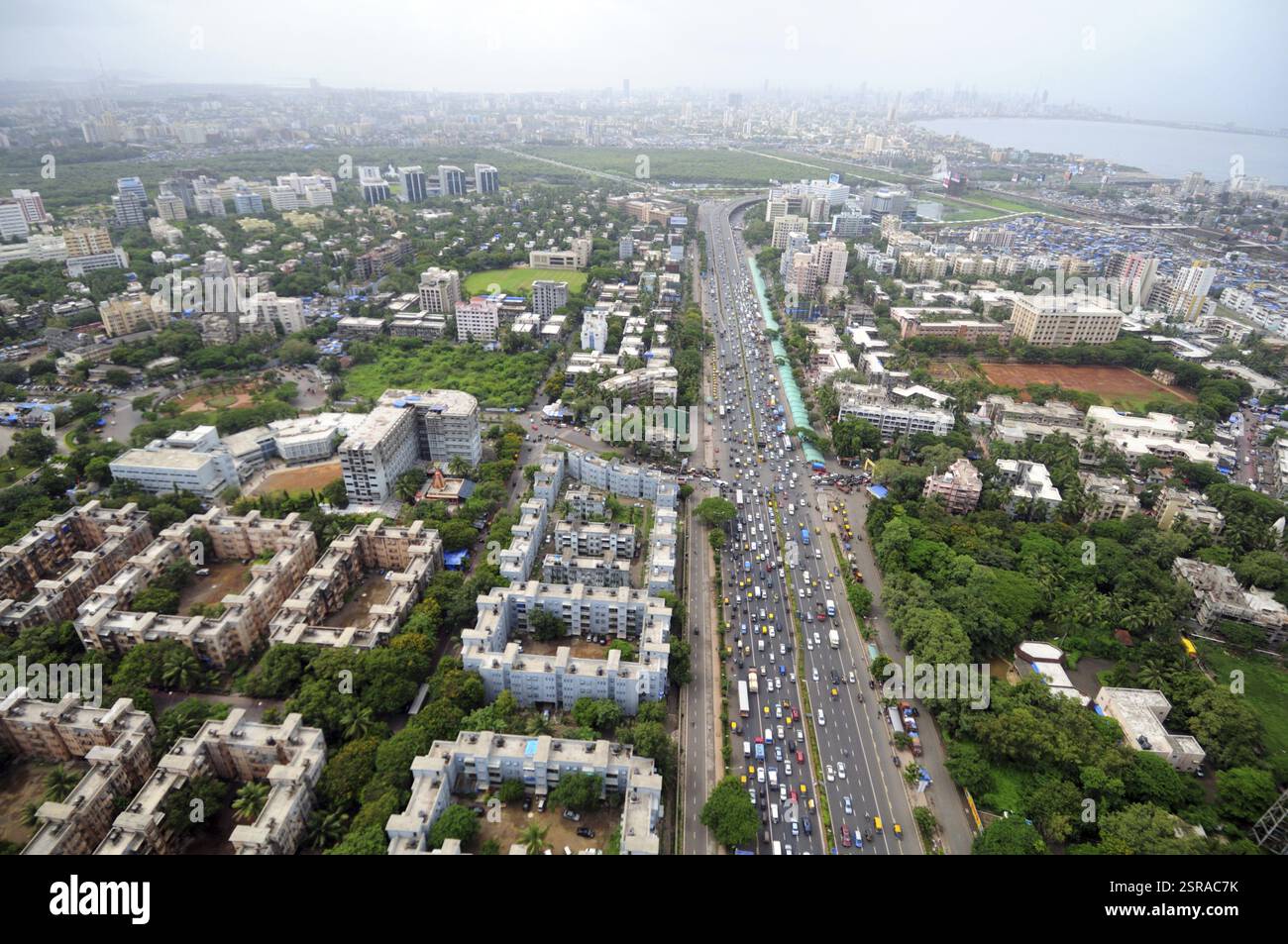 Aerial view of government colony western express highway, Bandra Khar ...