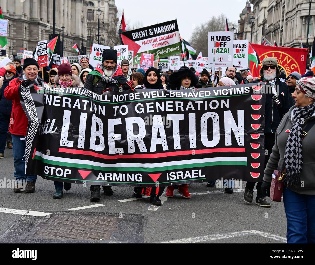LONDON, UK. 15th Feb, 2025. Thousands assembled at the Whitehall ...