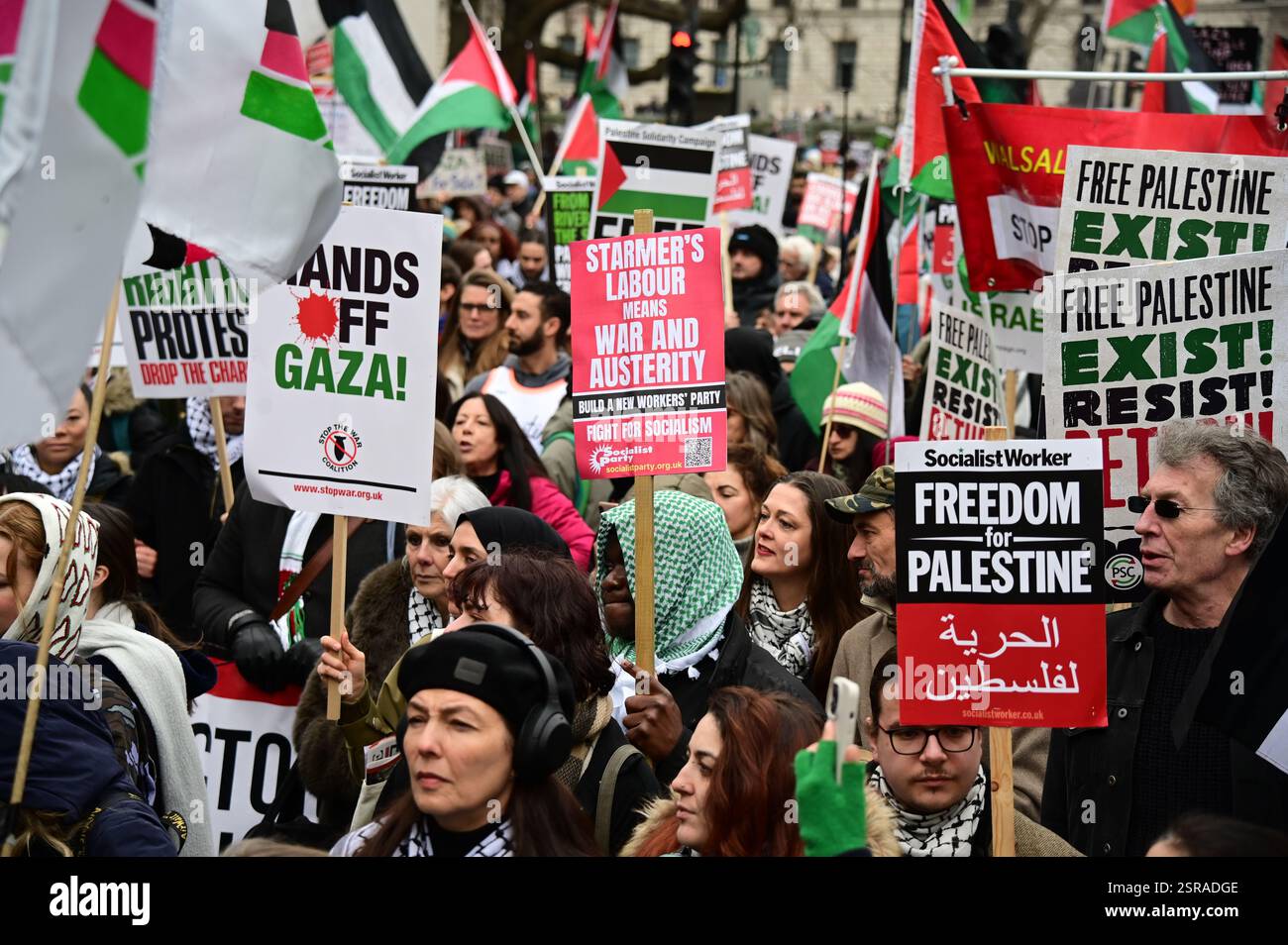 LONDON, UK. 15th Feb, 2025. Thousands assembled at the Whitehall ...