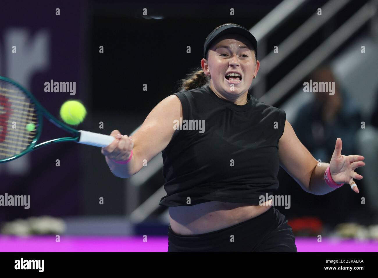 Latvia's Jelena Ostapenko returns to Amanda Anisimova of the United ...
