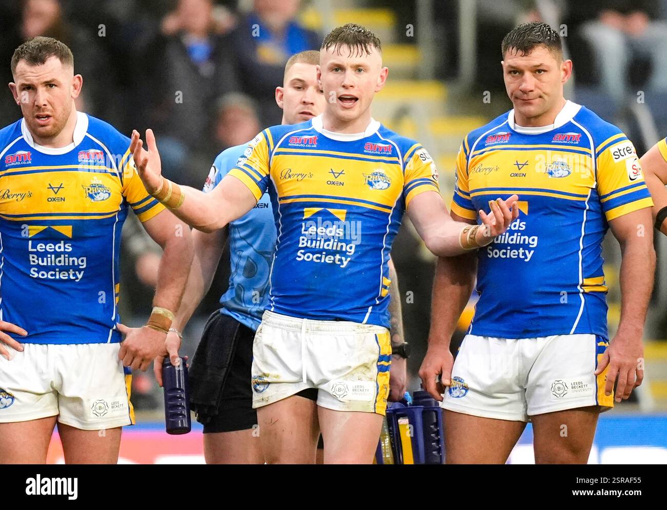 Leeds Rhinos' Harry Newman celebrates after scoring a try during the ...