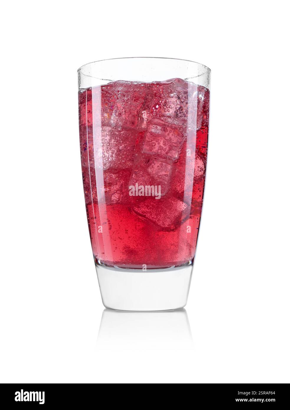 Sweet soda water with ice cubes in glass isolated on white Stock Photo ...