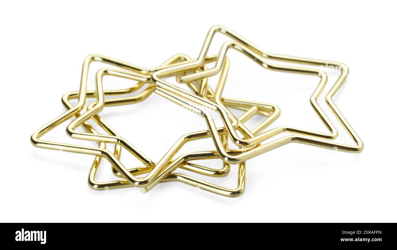 Star shaped paper clips isolated on white Stock Photo - Alamy
