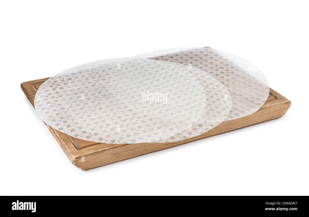 Edible rice paper sheets isolated on white Stock Photo - Alamy