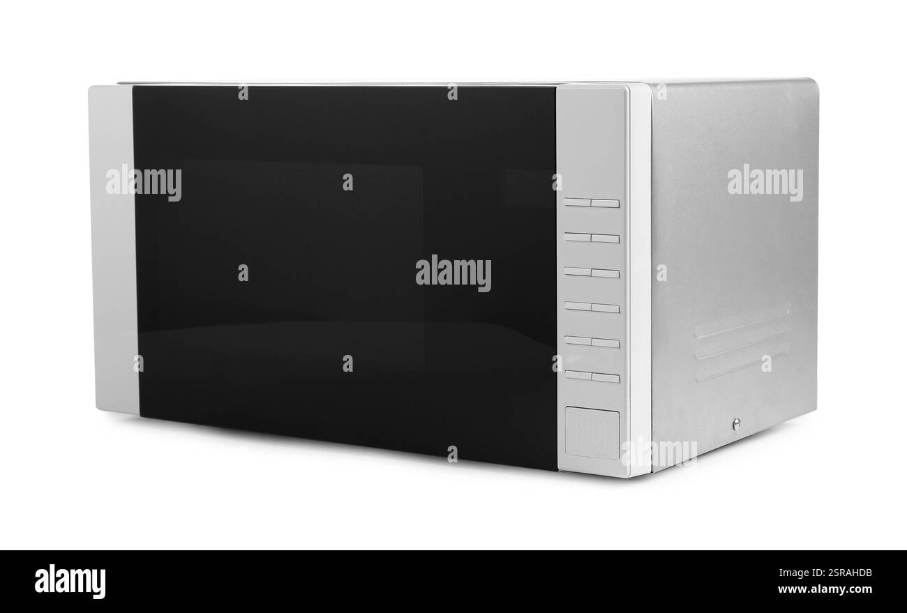 Closed modern microwave oven isolated on white Stock Photo - Alamy