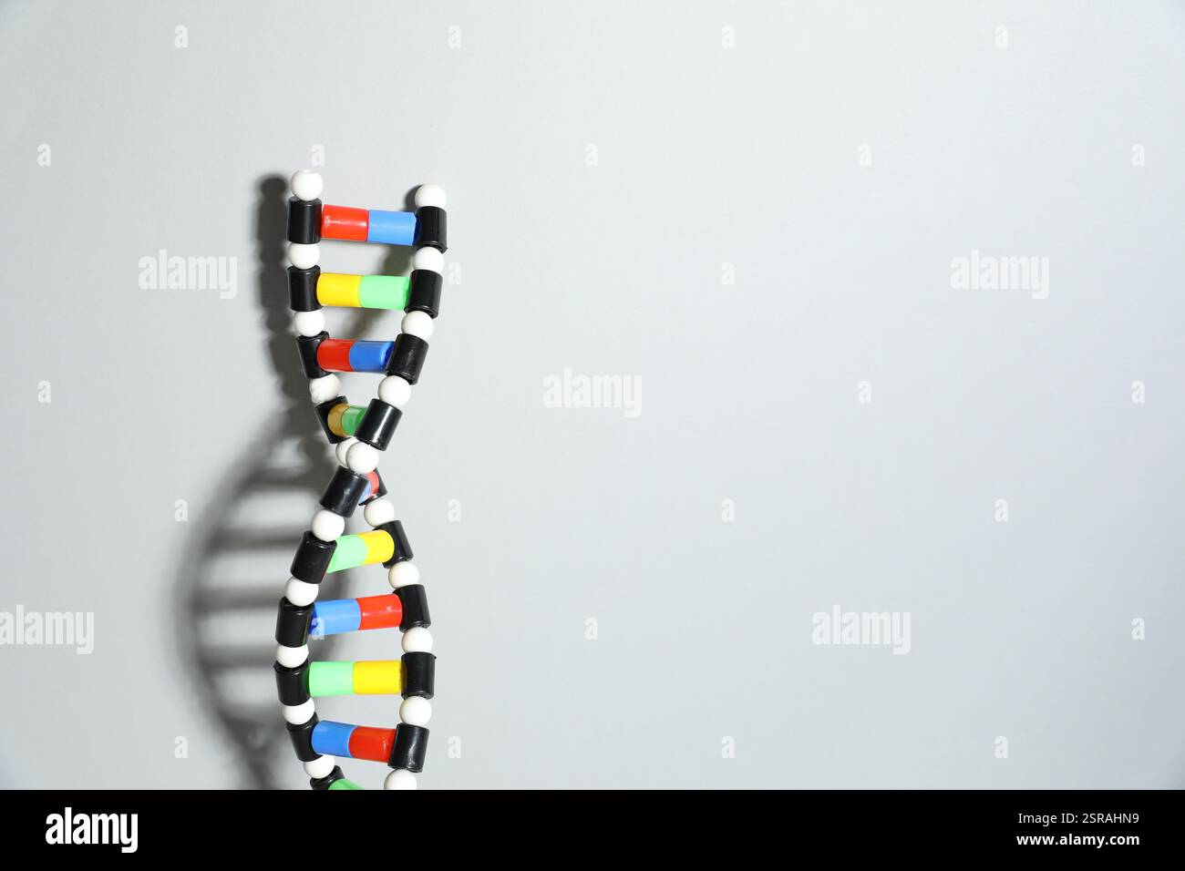 DNA structure model on light grey background, space for text Stock ...
