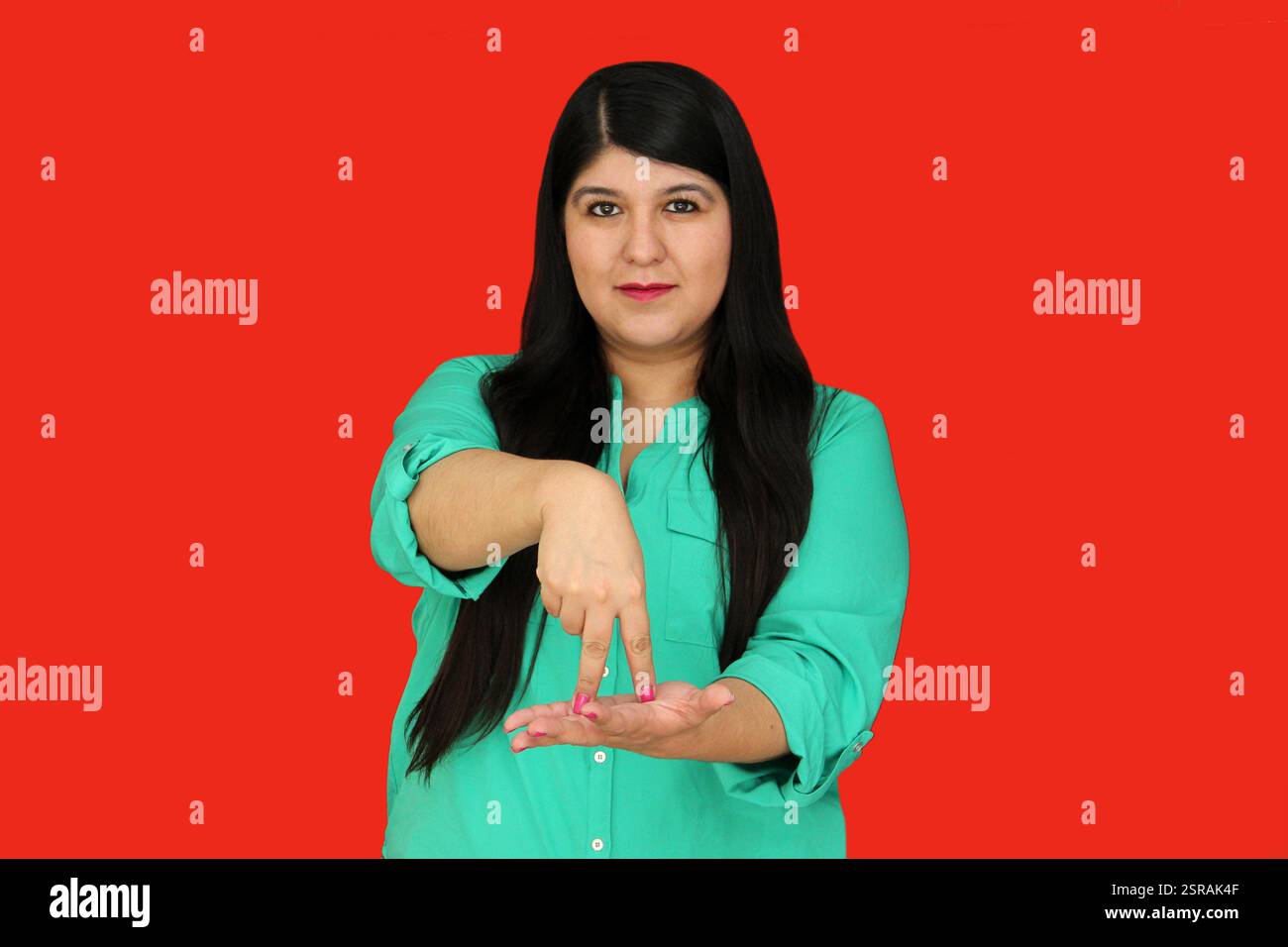 30-year-old Latina woman speaks Mexican Sign Language used by deaf ...