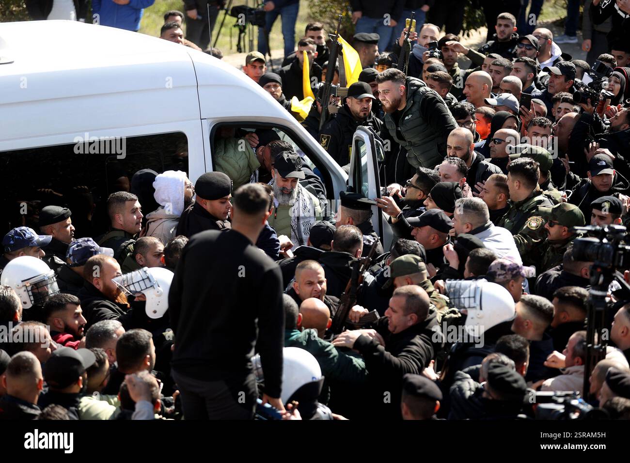 Ramallah, West Bank. 15th Feb, 2025. Former Palestinian prisoners ...