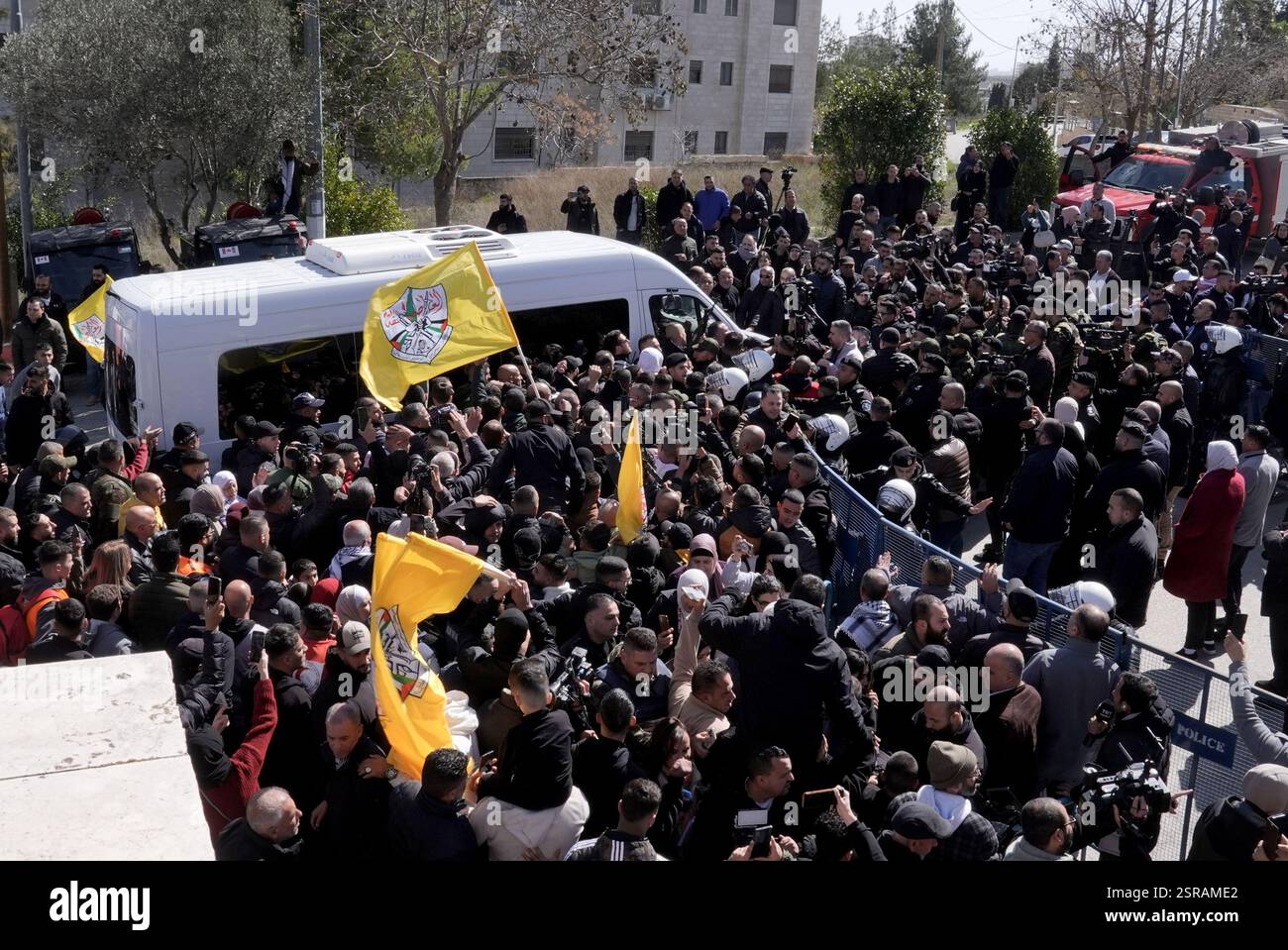 Ramallah, West Bank. 15th Feb, 2025. Former Palestinian prisoners ...