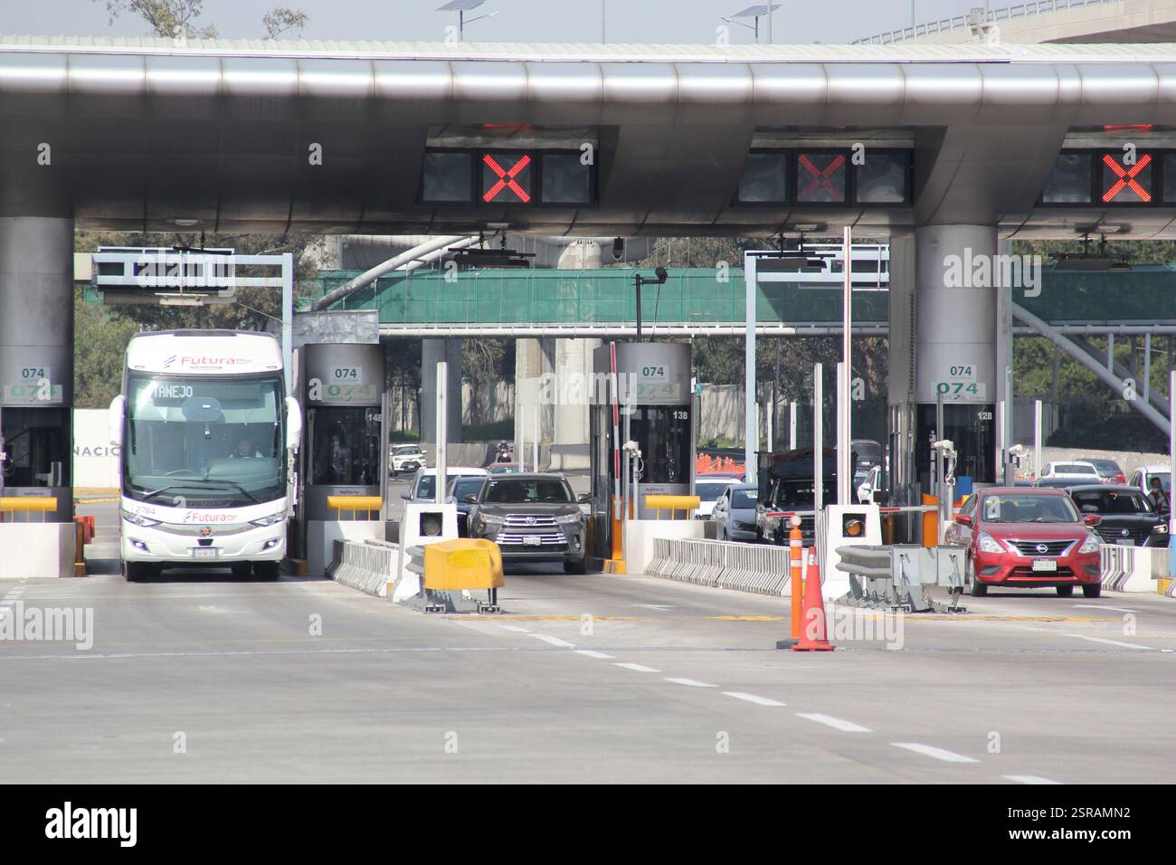 Mexico City, Mexico - Jan 1 2025: Toll booth at the exit to the CDMX ...