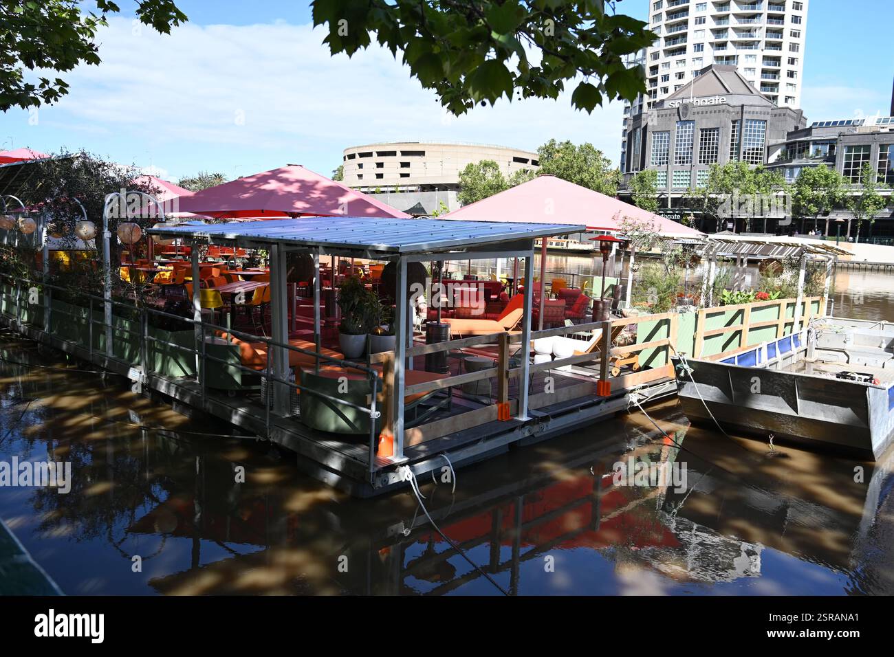 Melbourne CBD, river bar on the Yarra river. relaxing, drinks and food ...