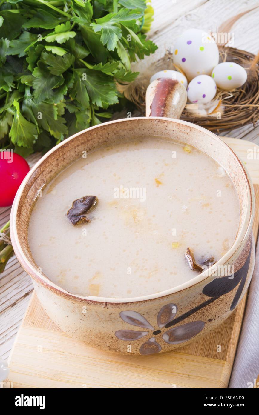 Polish Easter soup with egg and sausage Stock Photo - Alamy