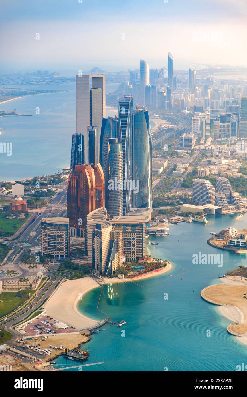 Abu Dhabi, United Arab Emirates January 3rd 2024. Aerial photo of Abu ...
