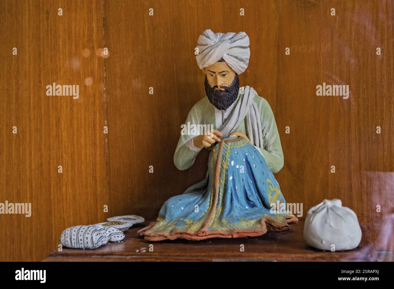 Man doing embroidery, bhau daji lad museum, mumbai, maharashtra, india ...