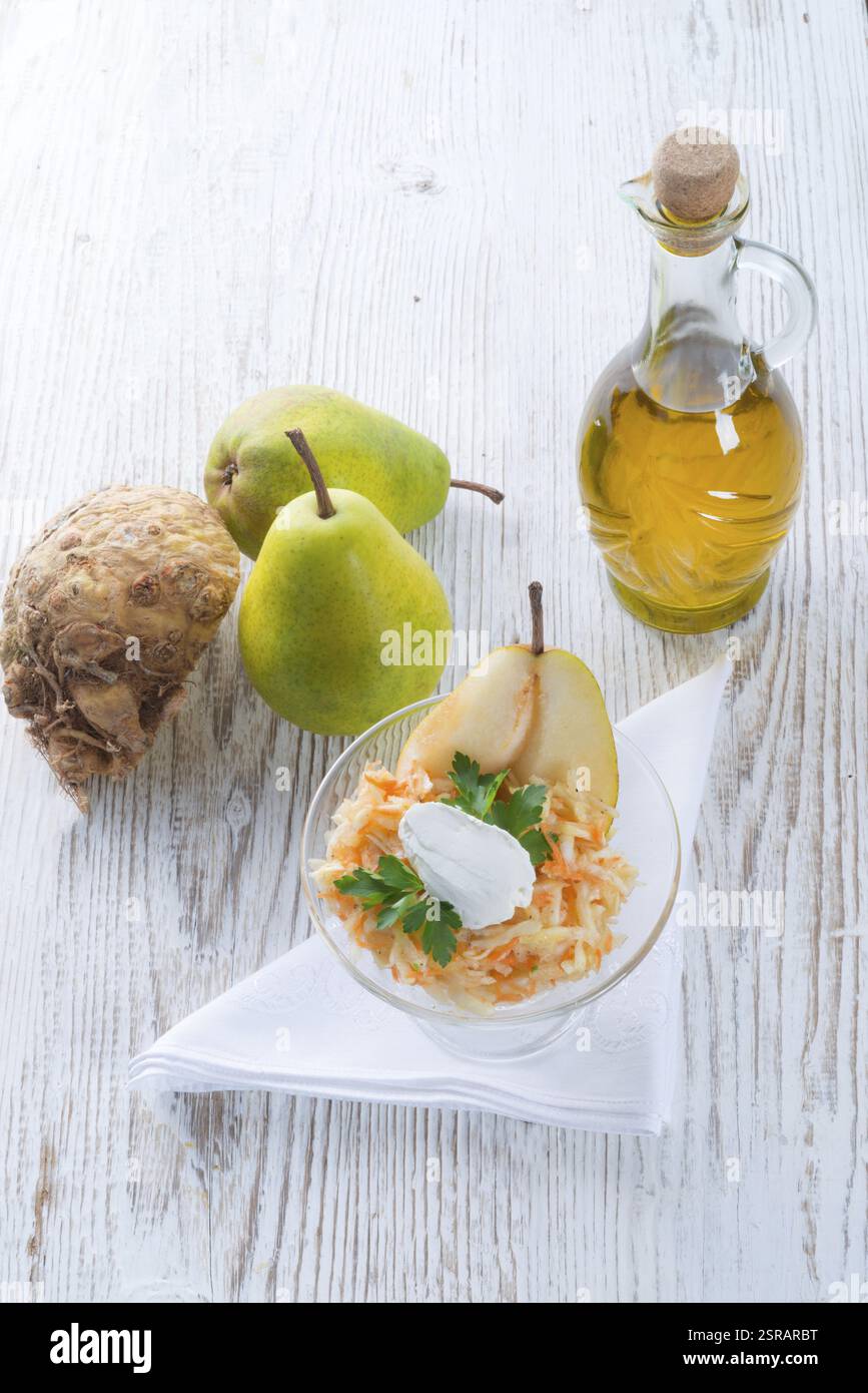 Celery salad with pear Stock Photo - Alamy