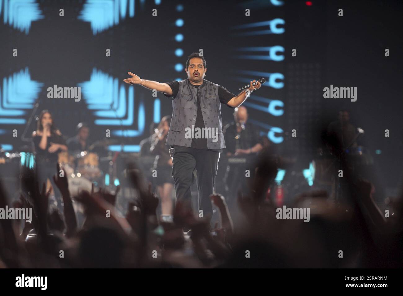 Bollywood singer Shankar Mahadevan perform during the live concert and ...