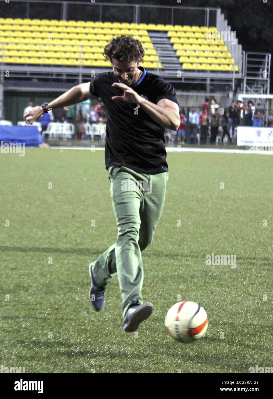 Bollywood actor Hrithik Roshan in action during the celebrity football ...