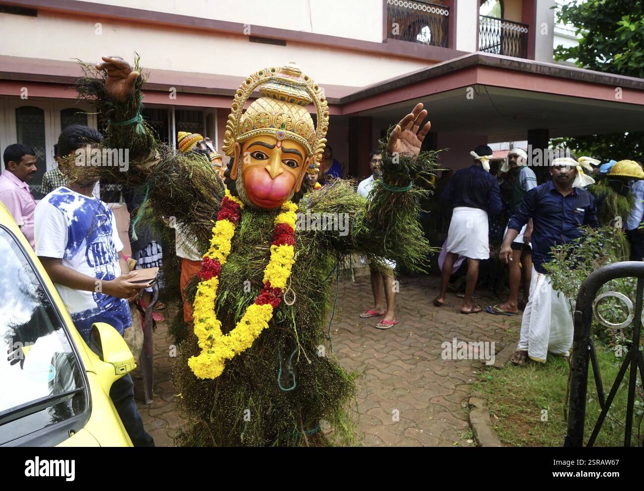 Traditional Kummatti dancers wear colourful wooden masks gods Kummatti ...