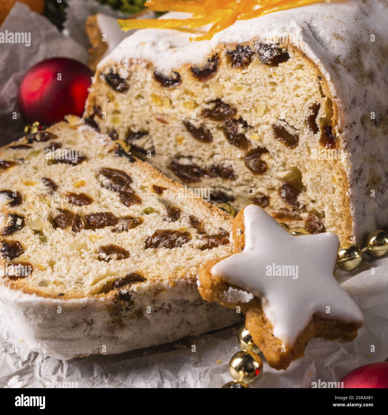 Christmas Stollen with orange julienne Stock Photo - Alamy