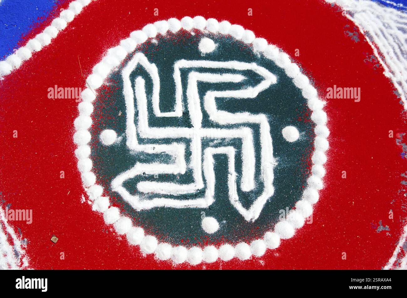 Rangoli of swastik Hindu holy sign, Bombay Mumbai, Maharashtra, India ...