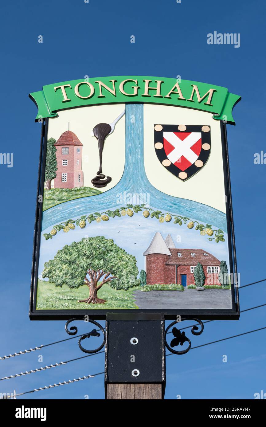 Tongham village sign in the Surrey village, England, UK Stock Photo - Alamy