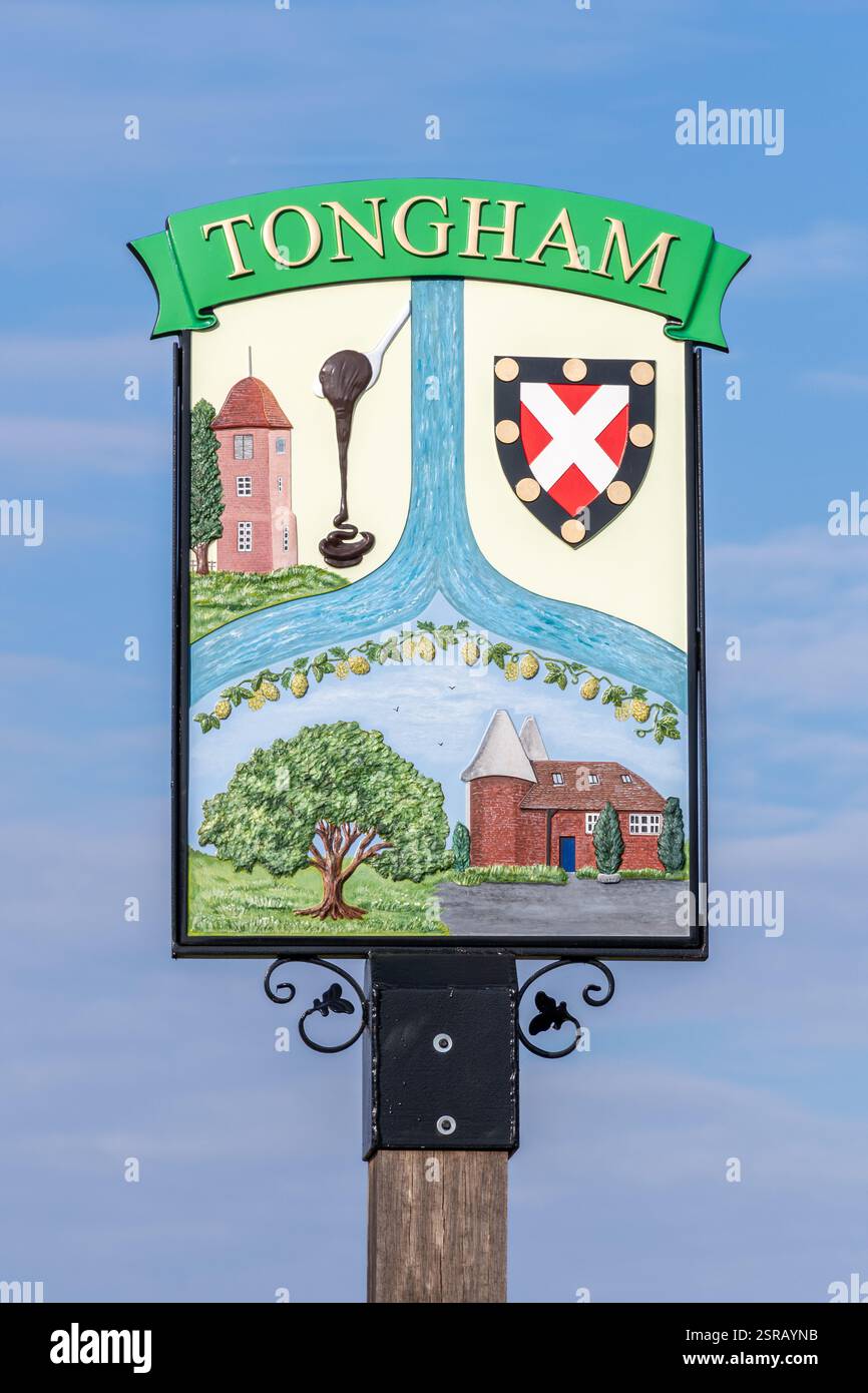 Tongham village sign in the Surrey village, England, UK Stock Photo - Alamy
