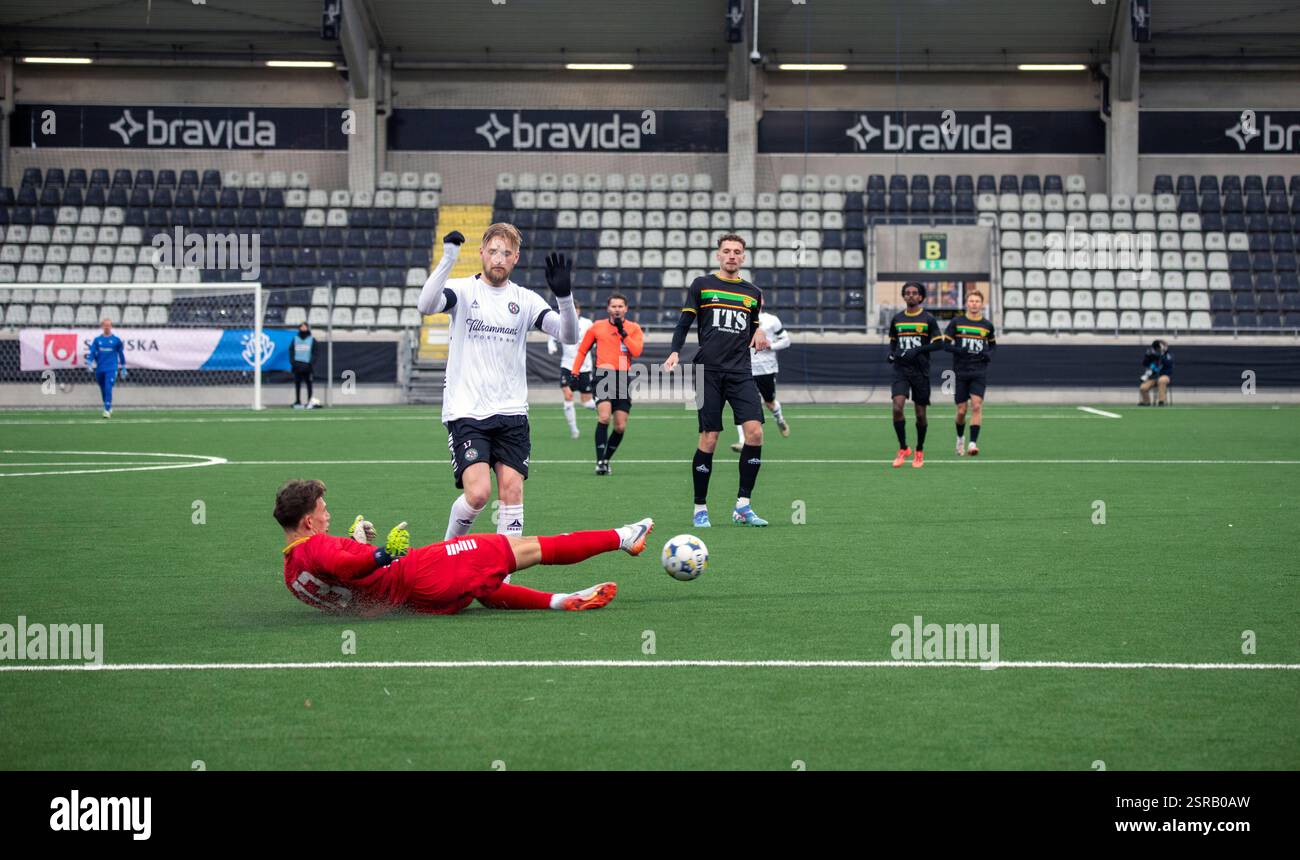 Gothenburg, Sweden. 15th Feb 2025. Moment in match between GAIS and Örebro SK at Bravida Arena ...