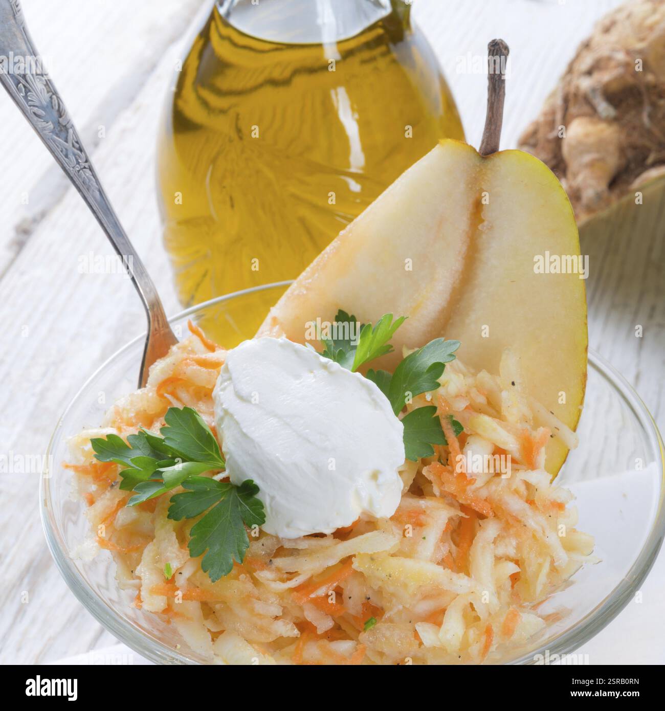 Celery salad with pear Stock Photo - Alamy