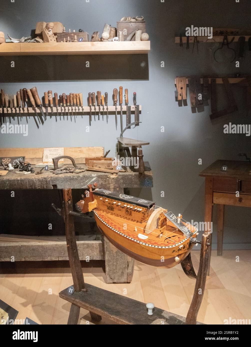 A hurdy-gurdy in the reconstruction of a musical-instrument maker's ...