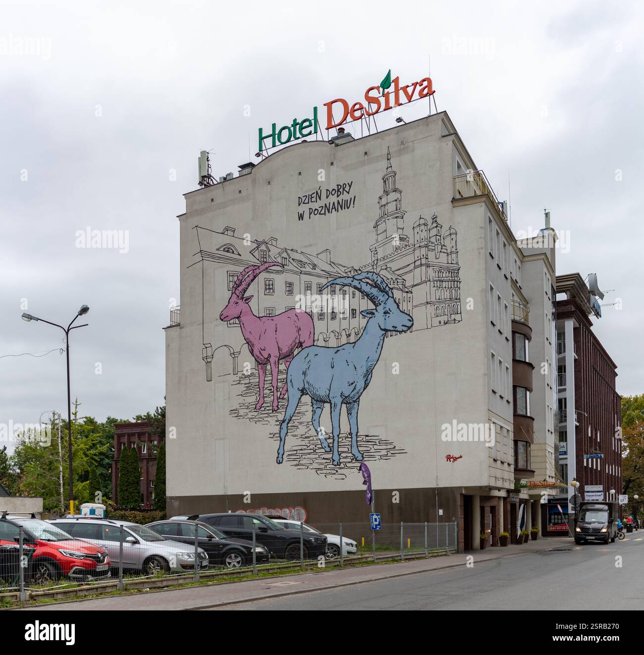A picture of the Poznan Goats Mural on the Hotel DeSilva Premium Stock ...
