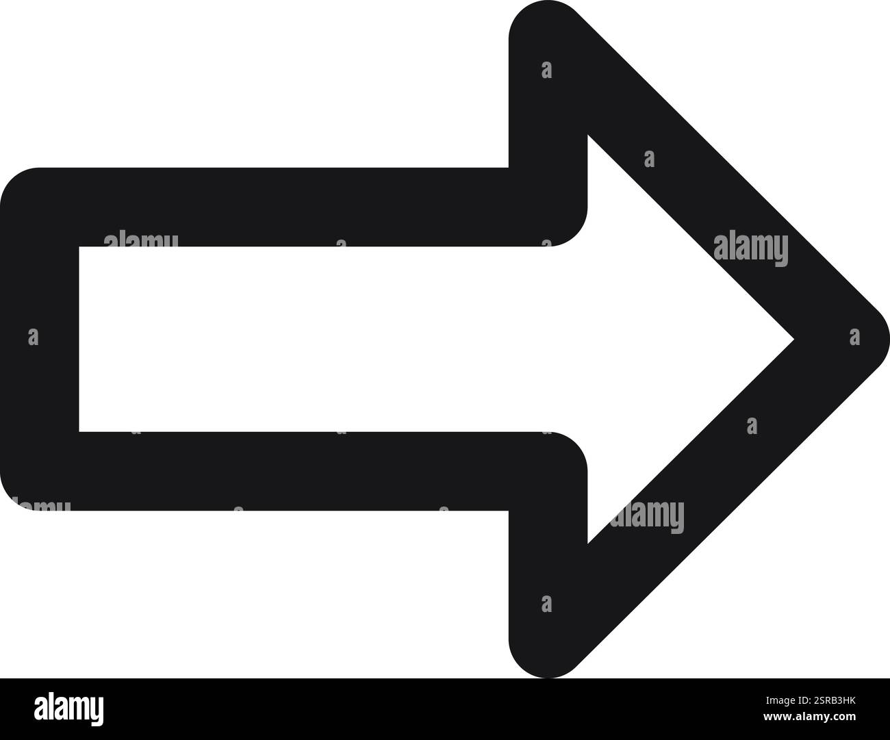 Simple black arrow pointing to the right with rounded corners ...