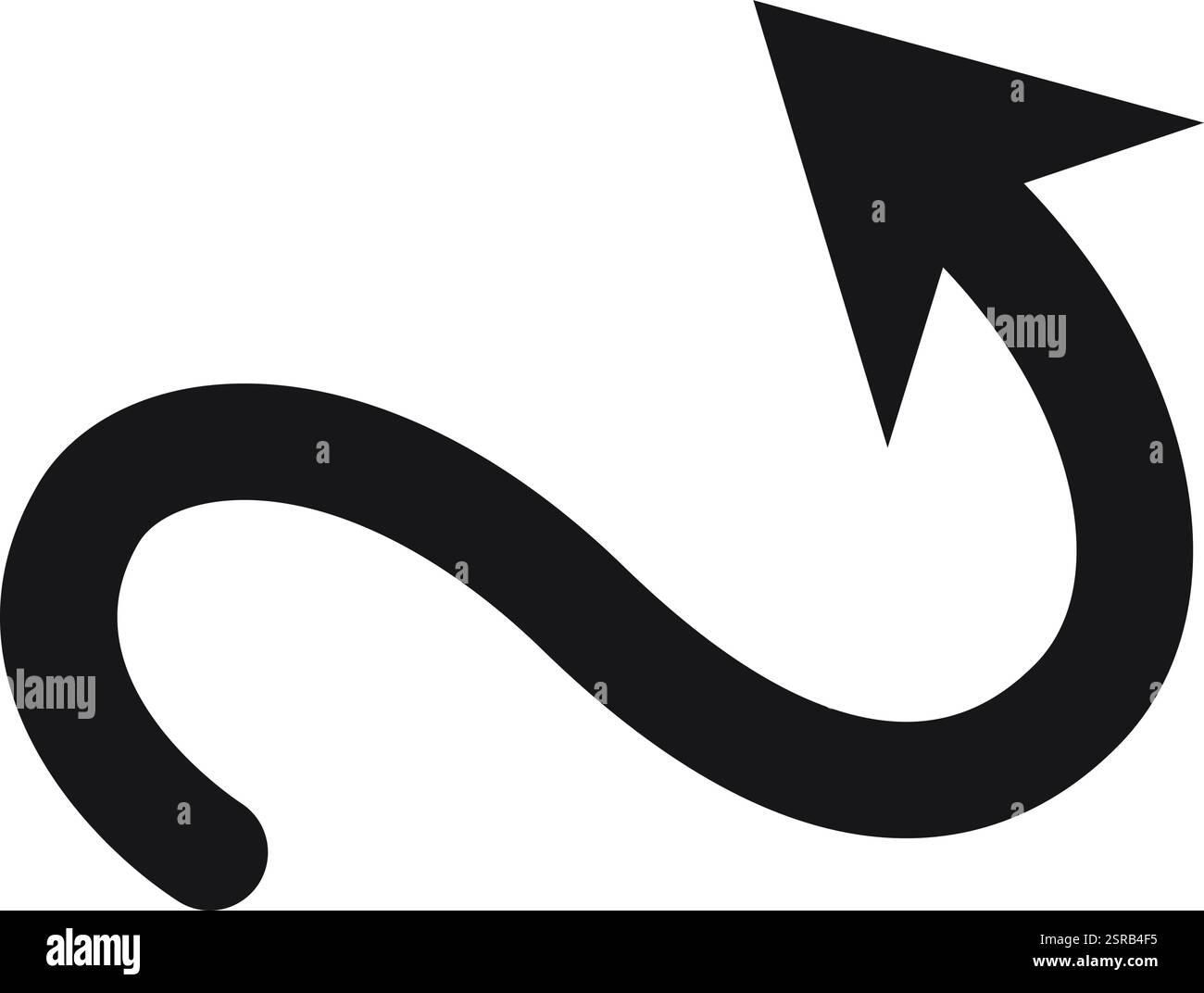 Simple black curved arrow pointing upward, isolated against a white ...