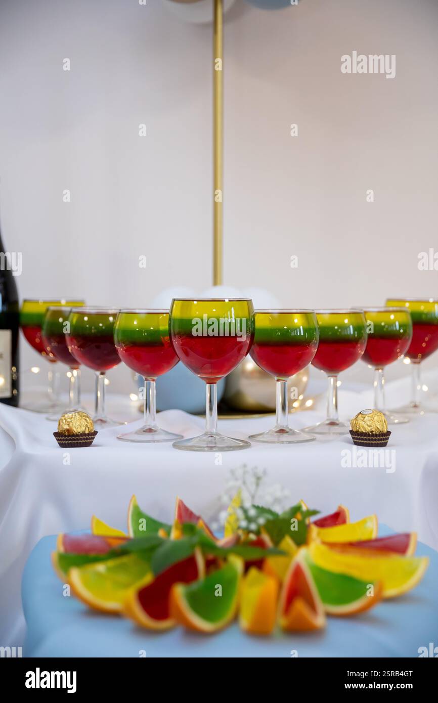 An EyeCatching Colorful Cocktail Display Featuring a Lively and Vibrant ...