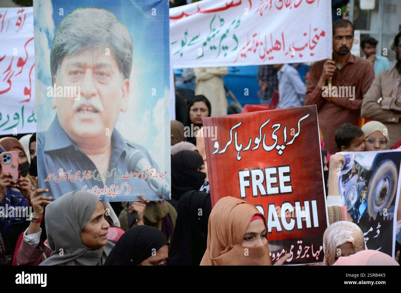 Supporters of Mohajir Qaumi Movement-(MQM-Haqiqi) are holding protest ...