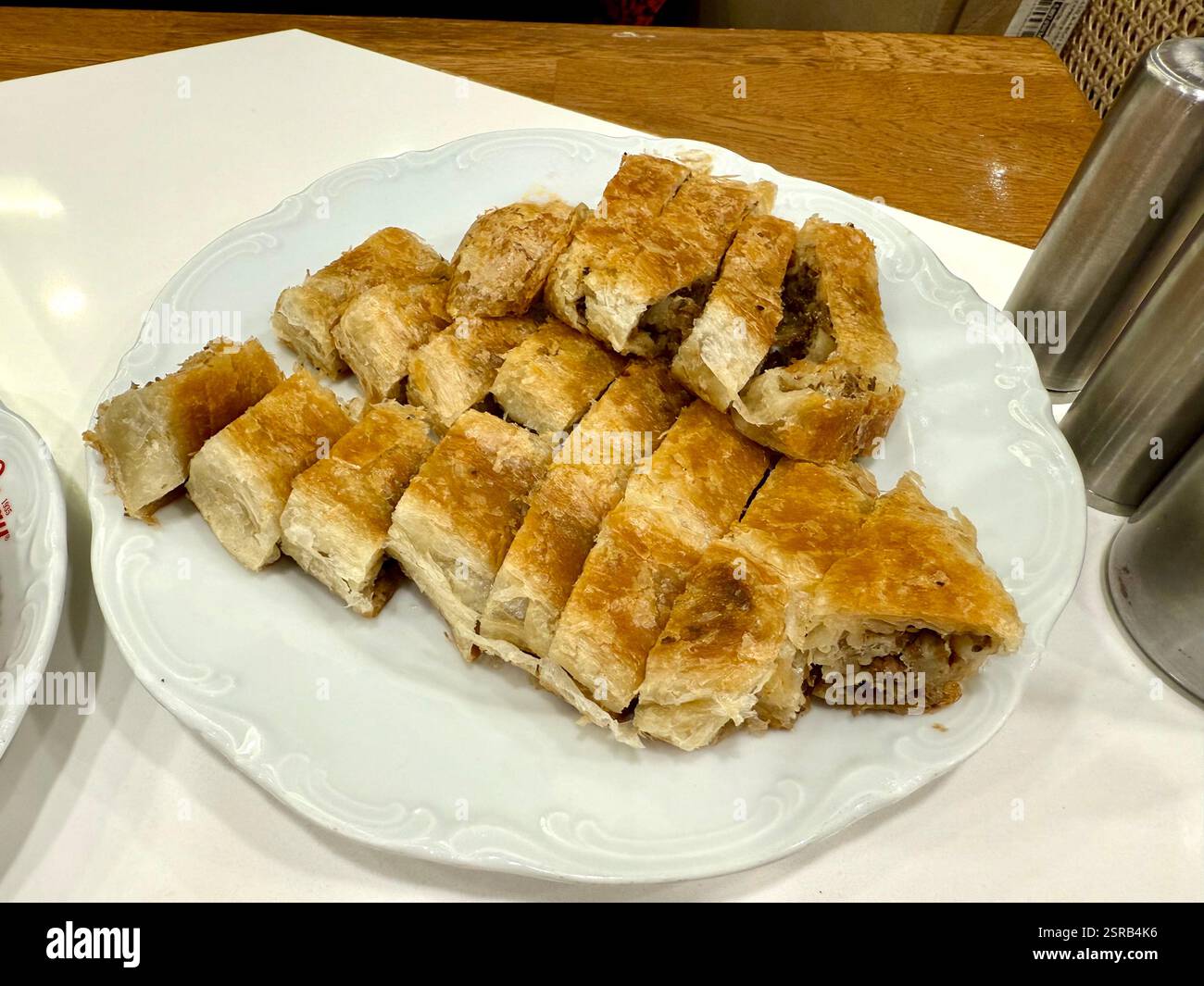 Turkish style meat stuffed filo dough borek served kol boregi. Served ...