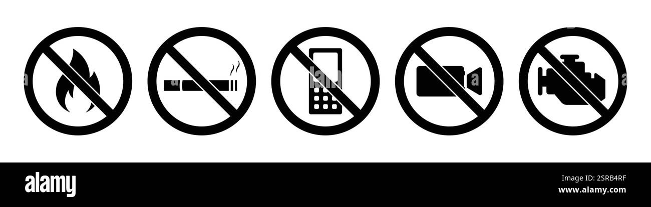 No smoking area, no fire, no cellphone, stop engine restriction ban ...