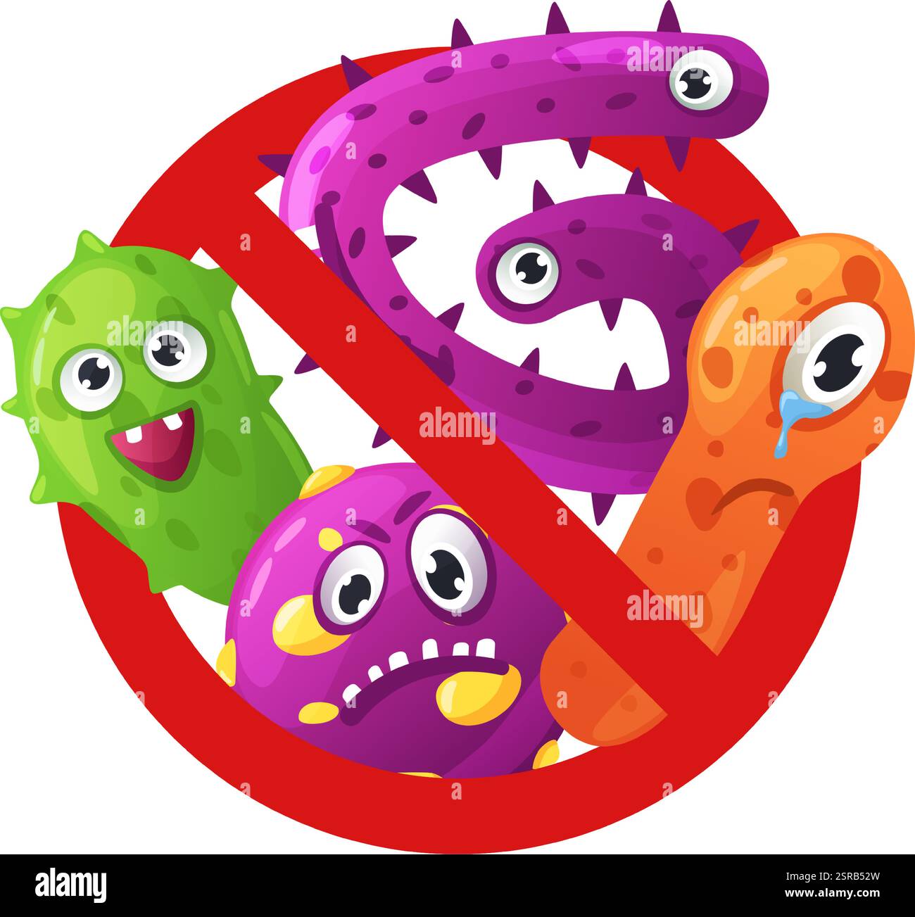 Cartoon illustration of different funny and colorful viruses and ...