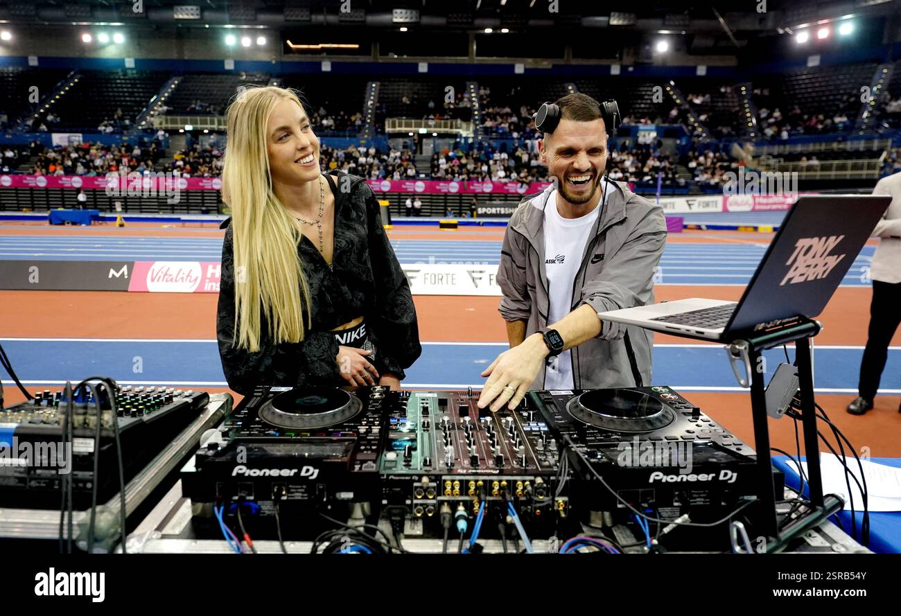 Keely Hodgkinson with DJ Tony Perry during The Keely Klassic at the ...