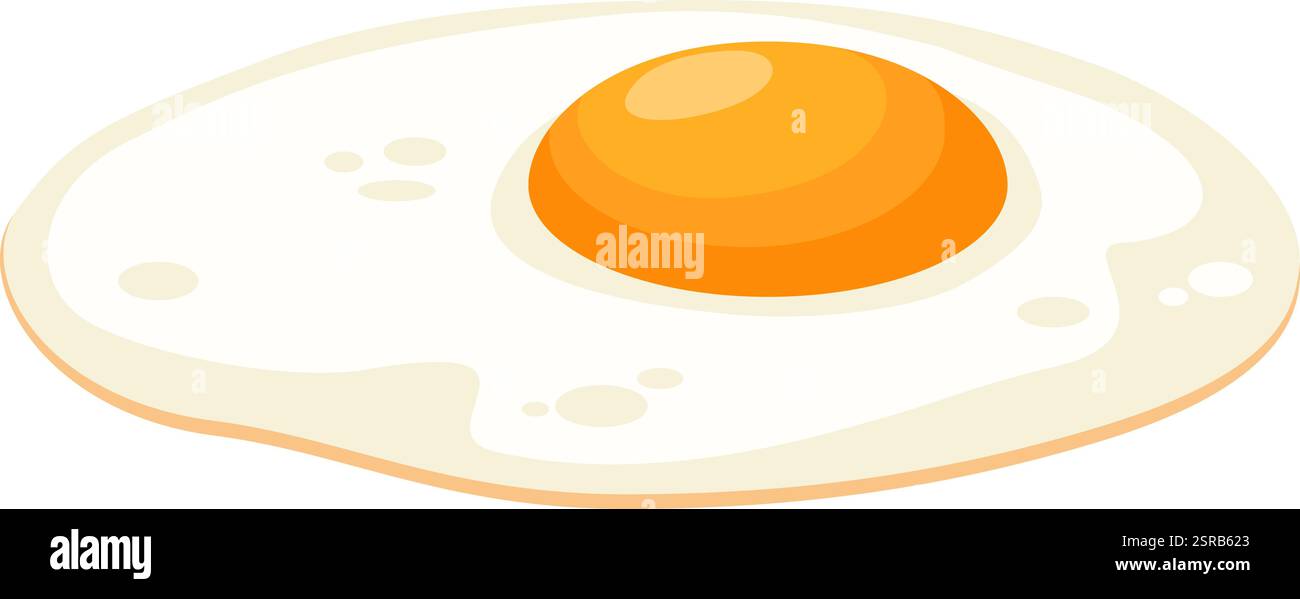 Cartoon illustration of a single fried egg showing a bright orange ...