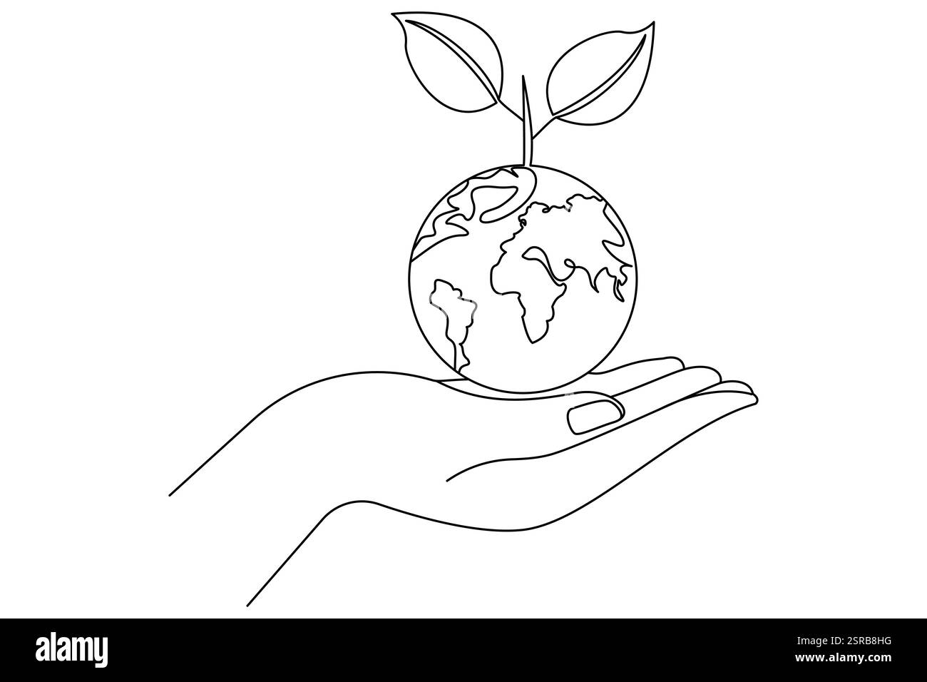 Ecology sustainable single line art,Light bulb for lighting with leaf ...
