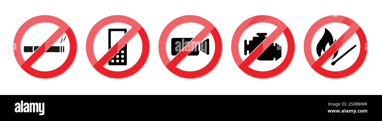 No smoking area, no fire, no cellphone, stop engine restriction ban ...