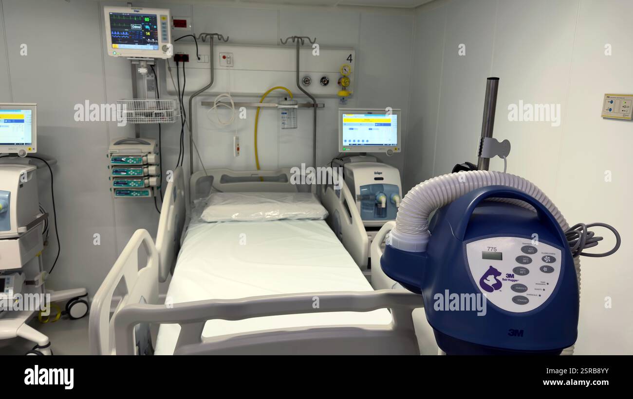 Intensive care unit of the hospital on board the Trieste ship, a multi ...